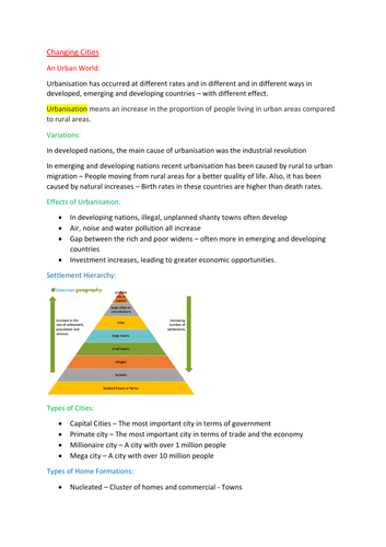 EDEXCEL Geography GCSE Changing Cities Revision Notes | Teaching Resources EDEXCEL Geography GCSE Changing Cities Revision Notes | Teaching Resources