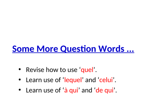 29. French: quel; lequel; celui(-ci), celle(-là); avec lequel ...
