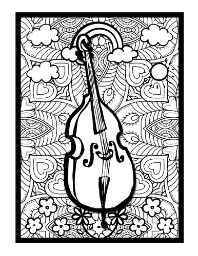 Cello Mindfulness Mandala Coloring Pages, Music Coloring Printable ...