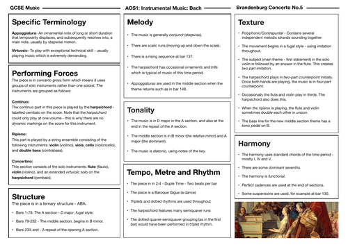 Pearson Edexcel GCSE Music - Set Works - Knowledge Organisers | Teaching Resources
