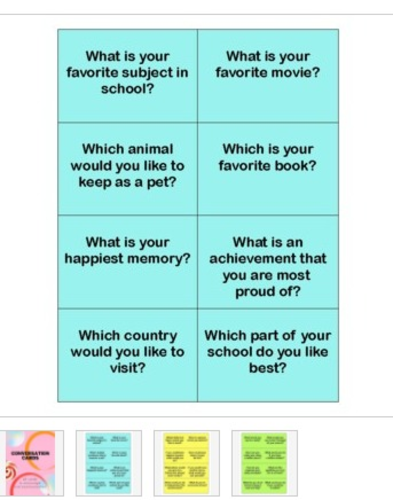 Conversation Cards/Oral Communication/Speaking/Speaking Cards ...