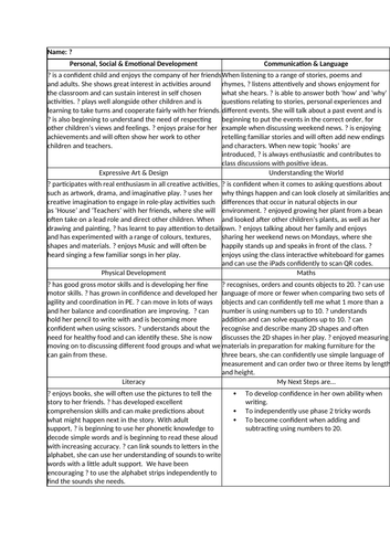 EYFS Reports | Teaching Resources