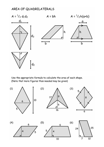 Areas: triangles, composites, quadrilaterals | Teaching Resources