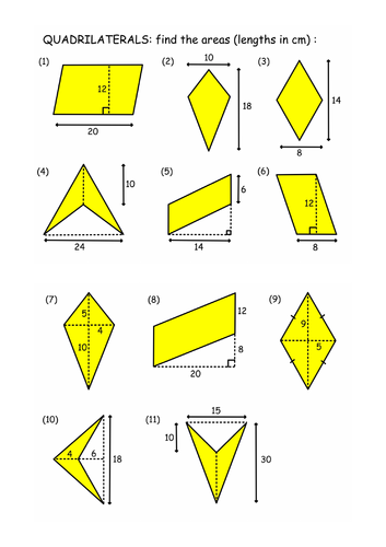 Areas: triangles, composites, quadrilaterals | Teaching Resources