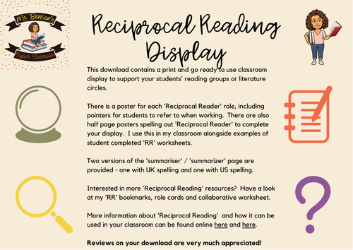 Reciprocal Reading Bulletin Board Classroom Display - Reading Groups ...
