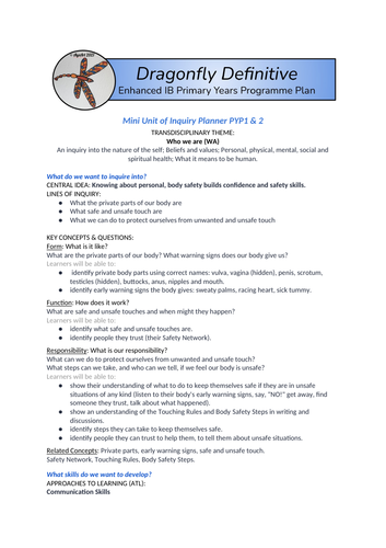 Personal Body Safety Inquiry Unit | Teaching Resources