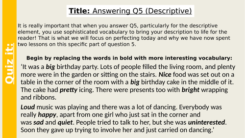 AQA English Language Paper 1 lessons for SEN/LPA/EAL | Teaching Resources