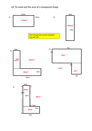 Find the area of composite shapes | Teaching Resources