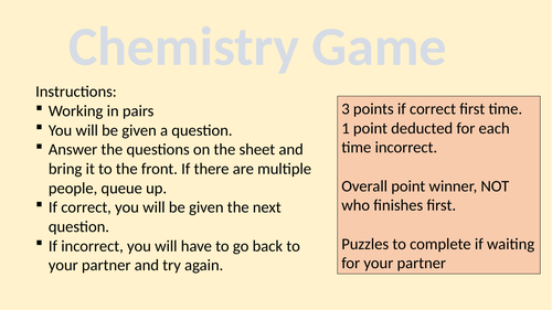 Chemistry game - Atomic structure & periodic table | Teaching Resources