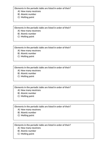 Chemistry game - Atomic structure & periodic table | Teaching Resources