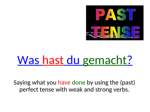 07. German: Revision of the Perfect Tense | Teaching Resources