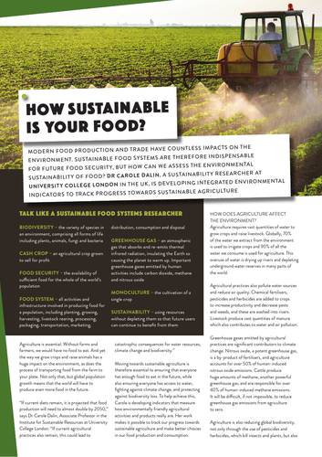 How sustainable is your food? | Teaching Resources