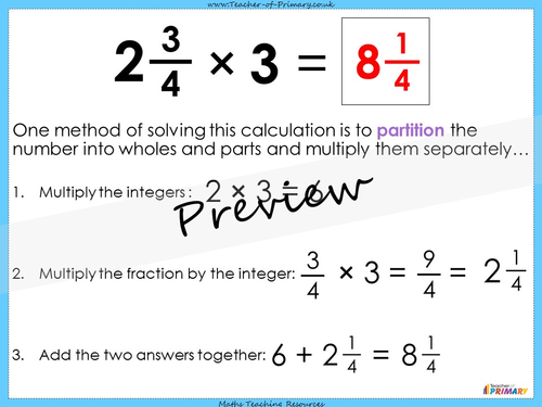 Multiplying Fractions and Mixed Numbers by Integers - Year 6 | Teaching ...