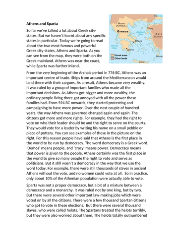 Athens and Sparta | Teaching Resources