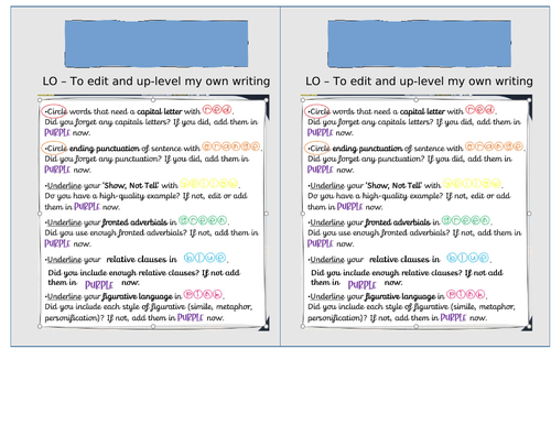 Rainbow Editing Sheet | Teaching Resources