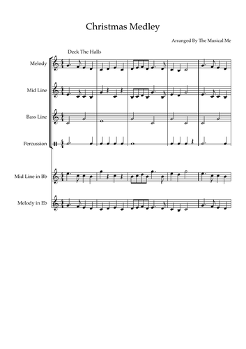 Christmas Medley! Full Easy Band Score | Teaching Resources
