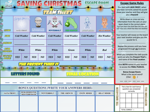 Christmas Biology Escape Room | Teaching Resources