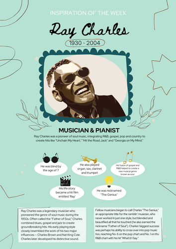 Ray Charles - Biography Poster | Teaching Resources