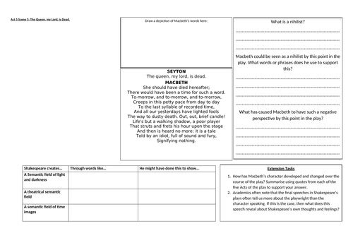 Macbeth: The complete worksheets | Teaching Resources