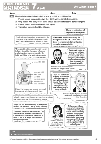 Exploring Science 7A – Cells, Tissues, Organs and Systems | Teaching ...