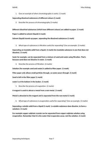 Exploring Science 7E – Mixtures and Separation | Teaching Resources
