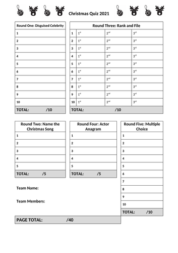 Christmas Quiz End of Term | Teaching Resources