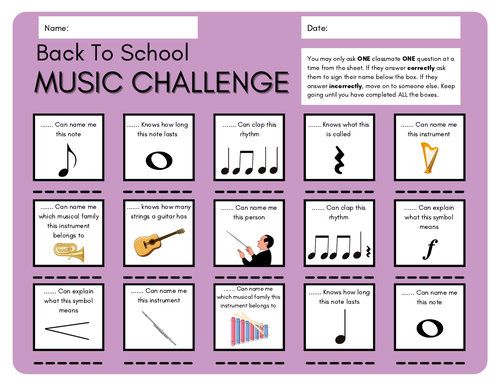 Musical Icebreaker Challenge | Teaching Resources