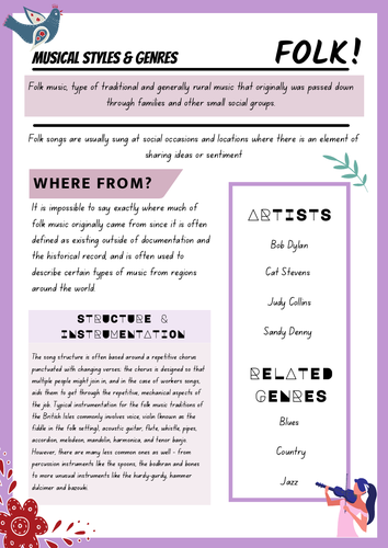 The History Of Folk Music | Teaching Resources