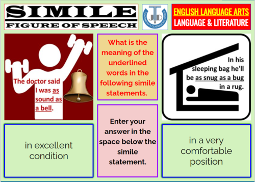 SIMILE - FIGURATIVE LANGUAGE: 75 BOOM CARDS | Teaching Resources