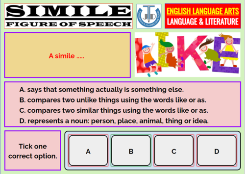 SIMILE - FIGURATIVE LANGUAGE: 75 BOOM CARDS | Teaching Resources