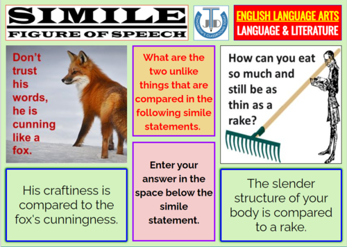 SIMILE - FIGURATIVE LANGUAGE: 75 BOOM CARDS | Teaching Resources