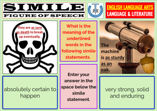 SIMILE - FIGURATIVE LANGUAGE: 75 BOOM CARDS | Teaching Resources