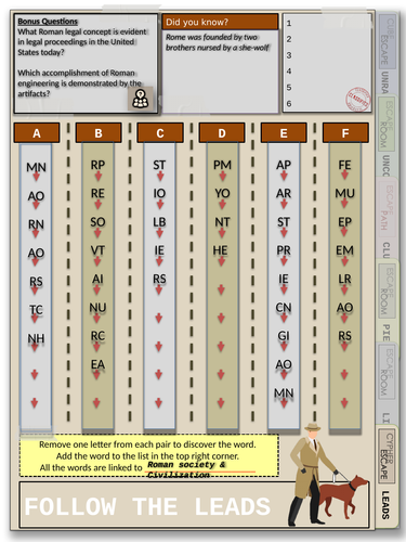 Roman Society and Civilisation Classics Escape Room | Teaching Resources