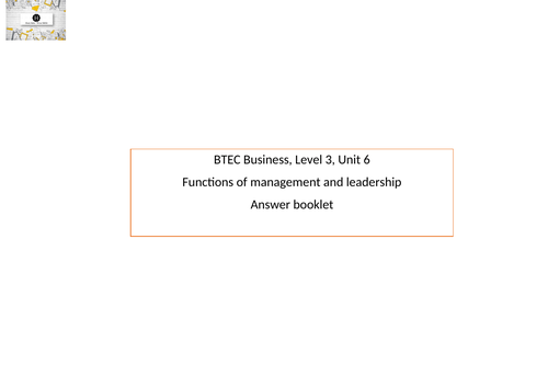 BTEC Business, Level 3, Unit 6, Learning Aim A, Functions of management ...