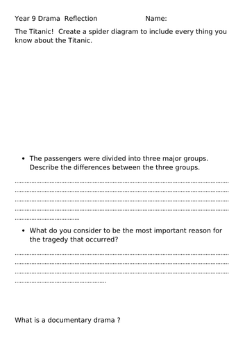 year 9 Drama sow , Documentary drama, Titanic | Teaching Resources