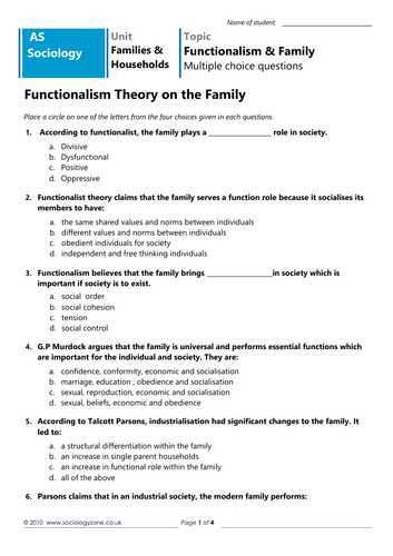 AQA A Level Sociology: Theories of the family | Teaching Resources AQA A Level Sociology: Theories of the family | Teaching Resources
