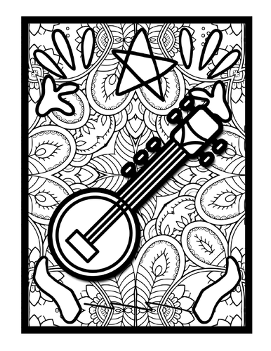 Sitar Mindfulness Mandala Coloring Pages, Music Coloring Printable ...