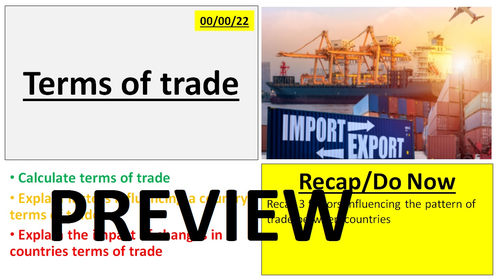 4.1.4 Terms of trade - Theme 4 Edexcel A Level Economics | Teaching ...