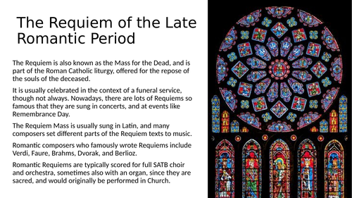 AQA GCSE Music AoS1 Romantic Requiem | Teaching Resources