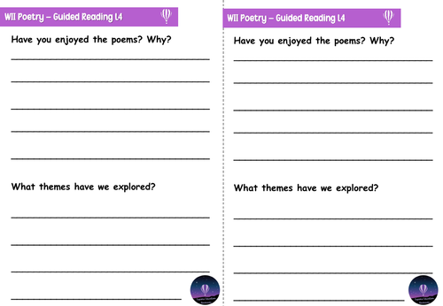 KS2 World War II Poetry Guided Reading Unit | Teaching Resources