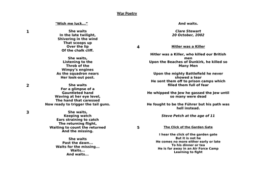 KS2 World War II Poetry Guided Reading Unit | Teaching Resources