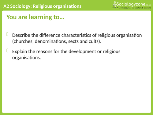 AQA Sociology: Beliefs in Society: Religions Organisations | Teaching ...