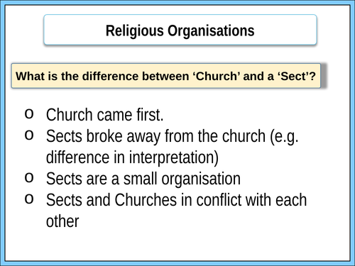 AQA Sociology: Beliefs in Society: Religions Organisations | Teaching ...