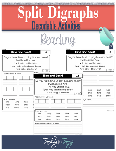 Split Digraphs Decodable Activities - Orthographic Mapping | Teaching ...