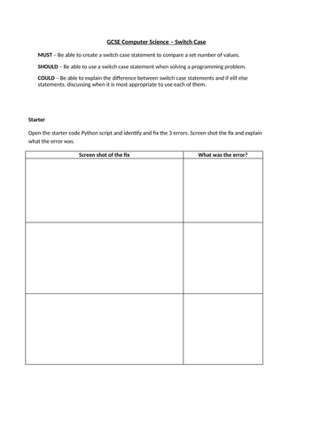 GCSE Computer Science - Switch Case - Python | Teaching Resources GCSE Computer Science - Switch Case - Python | Teaching Resources