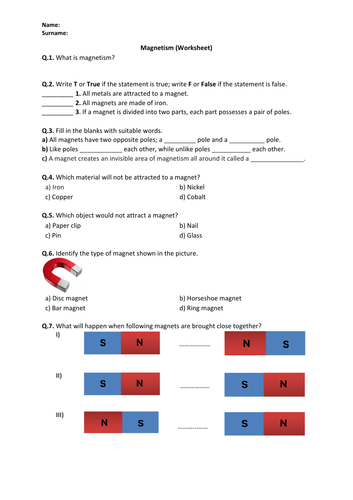 Magnetism - Worksheet | Printable and Distance Learning | Teaching ...