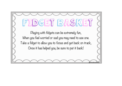 Fidget Basket Label | Teaching Resources
