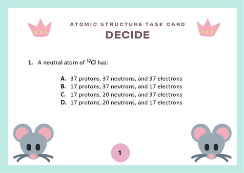 Formative Assessment Task Cards: Atomic Structure | Teaching Resources