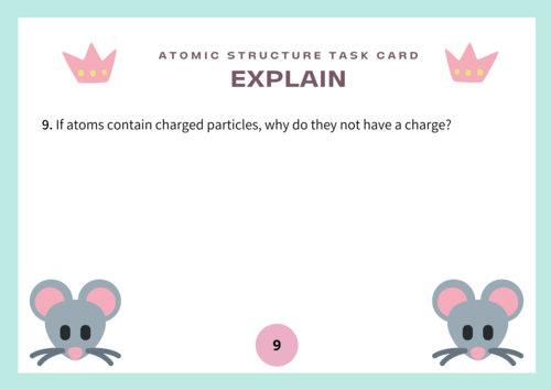 Formative Assessment Task Cards: Atomic Structure | Teaching Resources