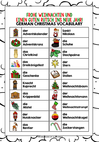 GERMAN CHRISTMAS VISUAL VOCABULARY LIST FREEBIE | Teaching Resources